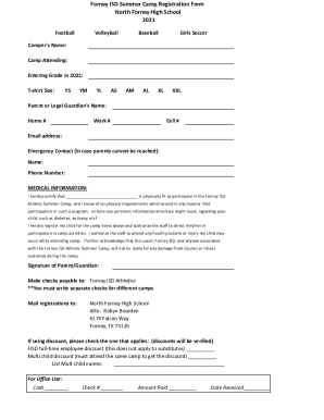 Fillable Online NF Camp Registration Form 2021.xlsx - Amazon S3 Fax Email Print - pdfFiller