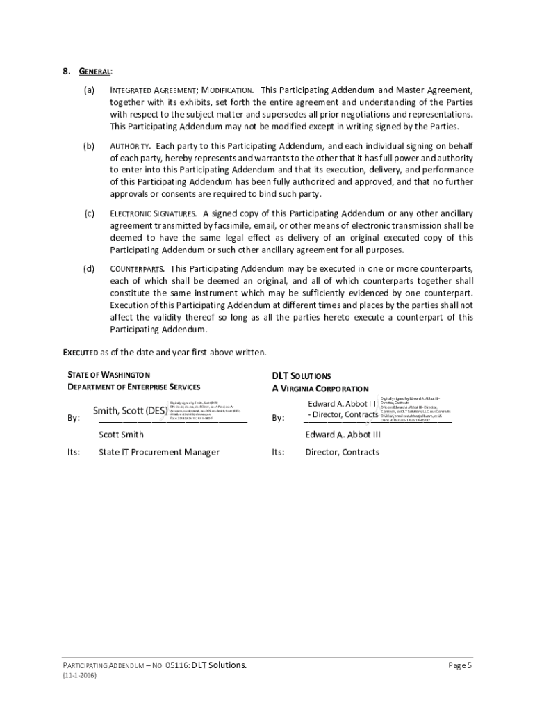 Fillable Online ValuePoint Participating Addendum Template Fax Email ...