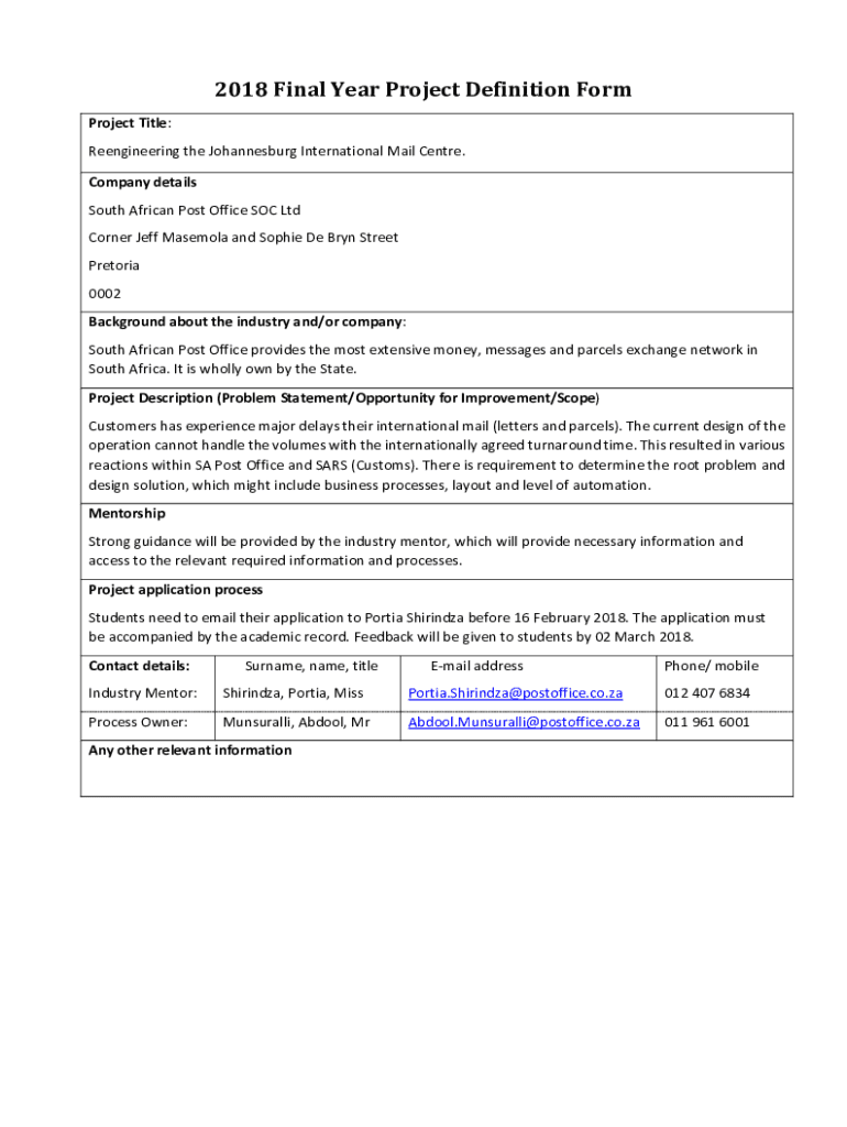 Fillable Online Project Title - Definition and Examples - Analysistabs ...