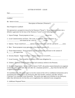 Fillable Online Writing a Letter of Intent for Commercial Lease Free ...