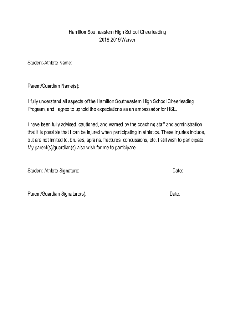 Fillable Online Hamilton Southeastern High School Cheerleading - Amazon S3 Fax Email Print ...