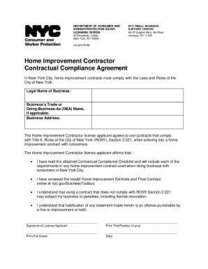 Fillable Online Home Improvement Contractor Contractual Compliance ...