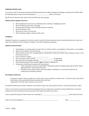 Fillable Online Bloodborne Pathogens Exposure Control PlanExposure ...