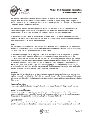 Fillable Online Wagon Trails Recreation Association Pool Rental ...