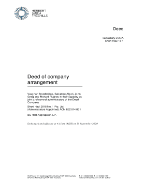 Fillable Online Deed of company arrangement (Short Haul 18 1). Deed of ...