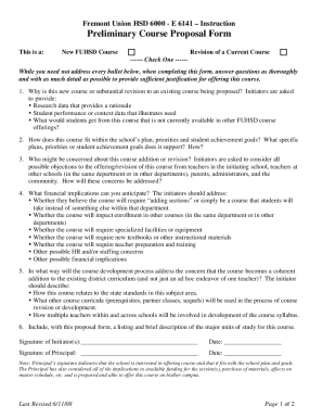 Fillable Online Preliminary Course Proposal Form Fax Email Print ...