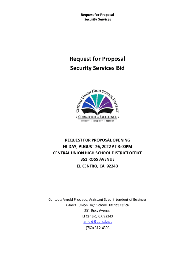 Fillable Online REQUEST FOR PROPOSAL FOR SERVICES - Security services ...