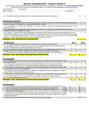 Fillable Online Electric Vehicle C - Science Olympiad 2016 Fax Email ...