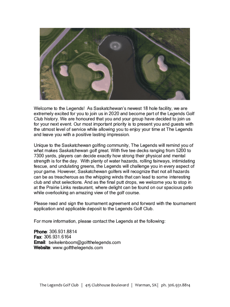 Fillable Online The Legends Golf Course - Warman, SaskatchewanGolf ...