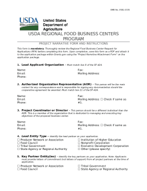 USDA Regional Food Business Centers Narrative Doc Template | pdfFiller