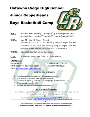 Fillable Online Catawba Ridge High School Junior Copperheads Boys ...