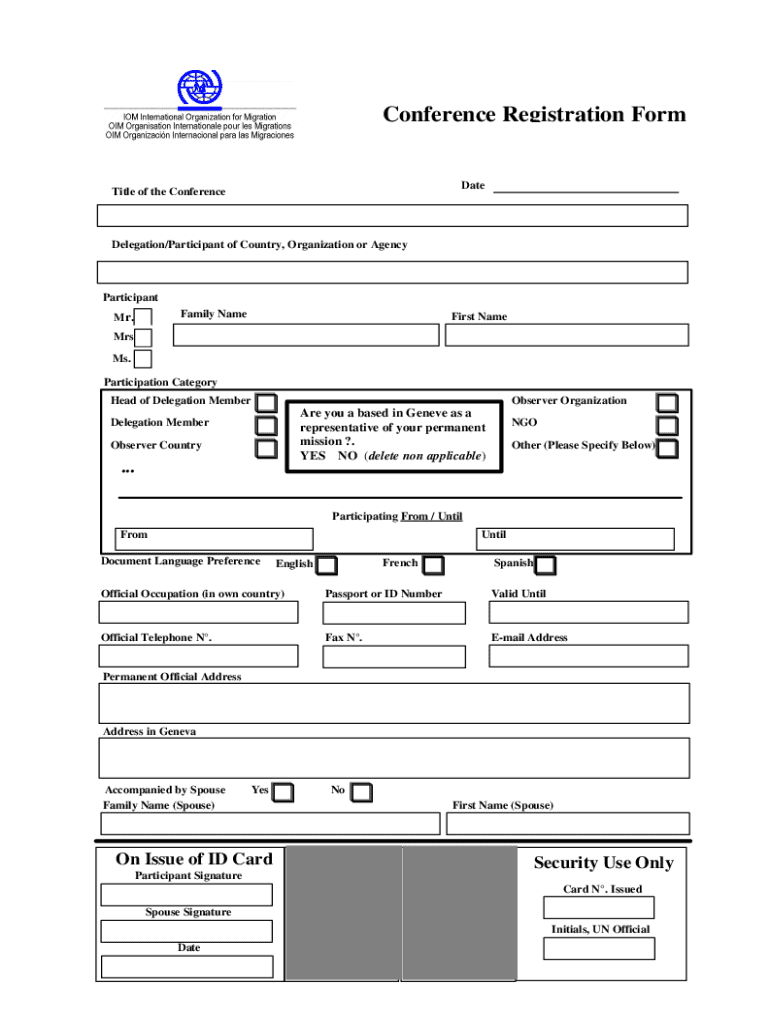 Fillable Online IOM Conference Registration Form Fax Email Print ...