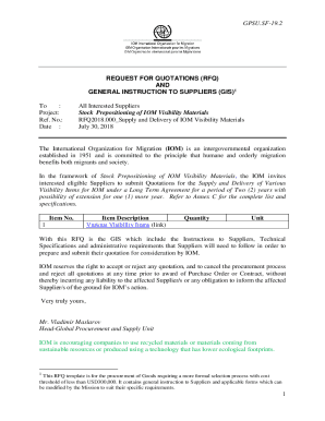 Fillable Online 19.02 Request for Quotations (RFQ) with General ...