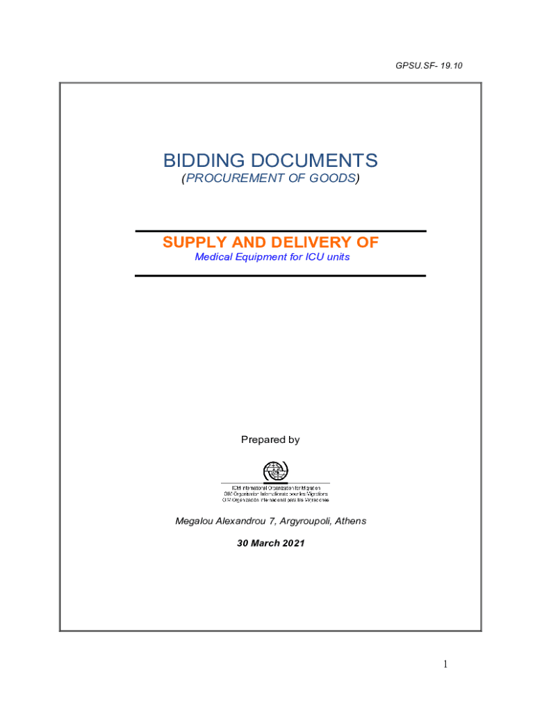Fillable Online Standard bidding documents : procurement of goods ...