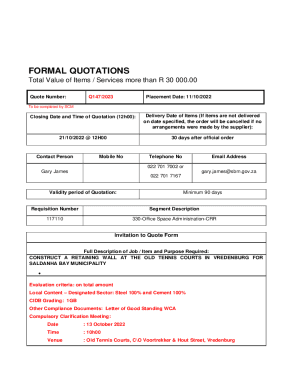 Fillable Online sbm gov formal quotationspdf file formal quotations ...