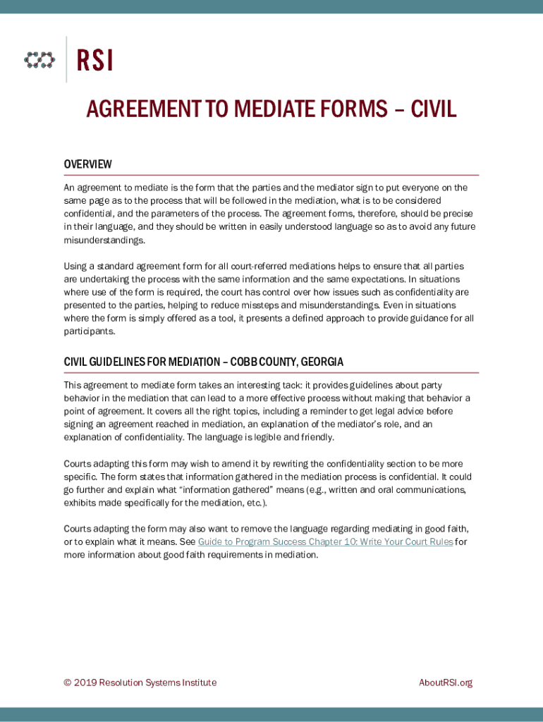 Fillable Online Sample Agreement to Mediate - ADR Chambers Fax Email ...