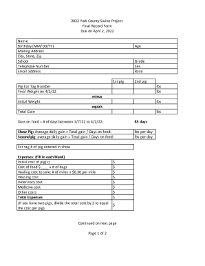 Fillable Online swine record form Fax Email Print - pdfFiller