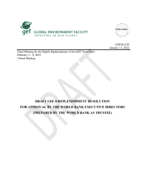 Fillable Online draft gef-8 replenishment resolution for approval by ...