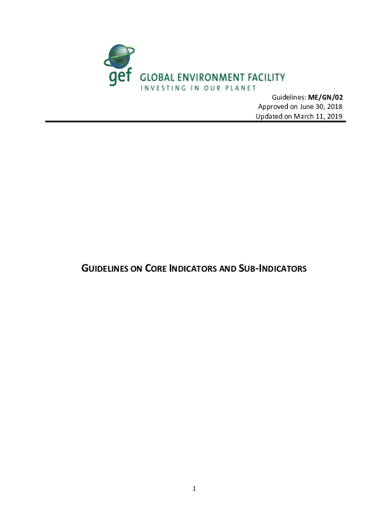 Fillable Online Guidelines on Core Indicators and Sub-Indicators - GEF ...