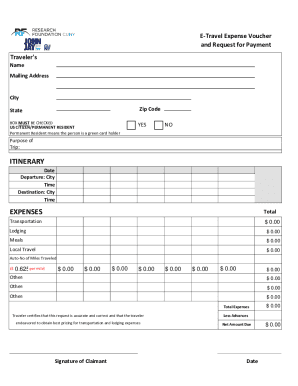 Fillable Online E-Travel Expense Voucher and Request for Payment ...
