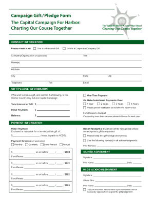 Fillable Online Capital Campaign Pledge/Gift Form - St. Mark Catholic ...
