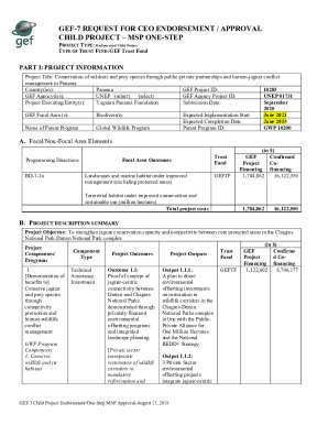 Fillable Online GEF-7 REQUEST FOR CEO ENDORSEMENT / APPROVAL CHILD ...