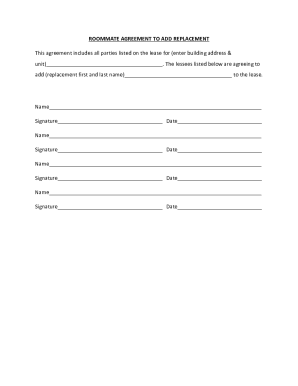 Fillable Online ROOMMATE AGREEMENT TO ADD REPLACEMENT.docx Fax Email ...