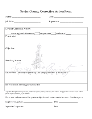 Fillable Online Corrective Action FormFill Out Printable PDF Forms Online Fax Email Print ...