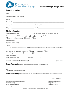 Fillable Online Capital Campaign Pledge Form Template - Fill and Sign ...