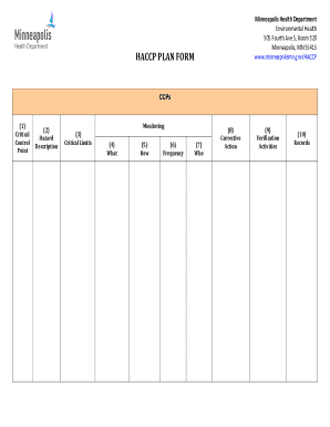 Fillable Online HACCP PLAN FORM Fax Email Print - pdfFiller