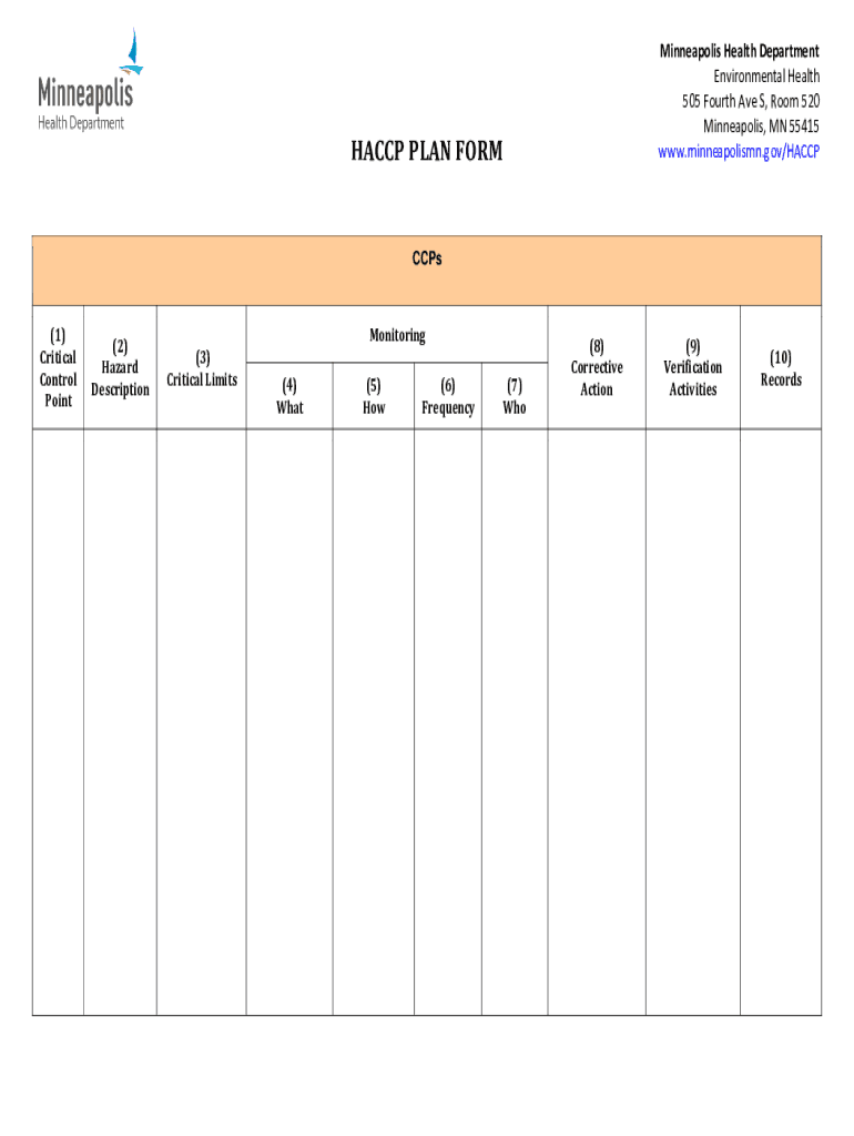Fillable Online HACCP PLAN FORM Fax Email Print - pdfFiller