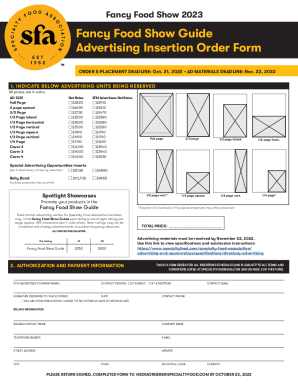 Fillable Online Winter Fancy Food ShowWinter Fancy Food ShowFancy Food ...