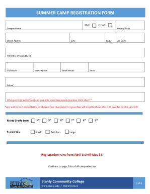 Fillable Online SUMMER CAMP REGISTRATION FORM Fax Email Print - pdfFiller
