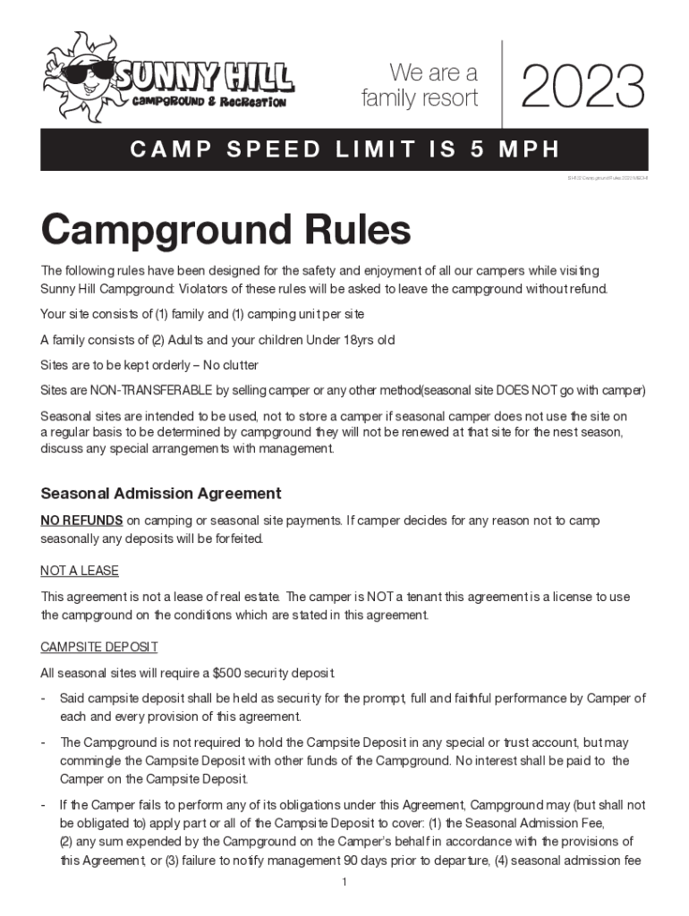 Fillable Online Rules & Regulations - Myrtle Beach Campground - Family ...