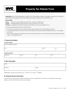 Fillable Online Property Tax Rebate Form Fax Email Print - pdfFiller