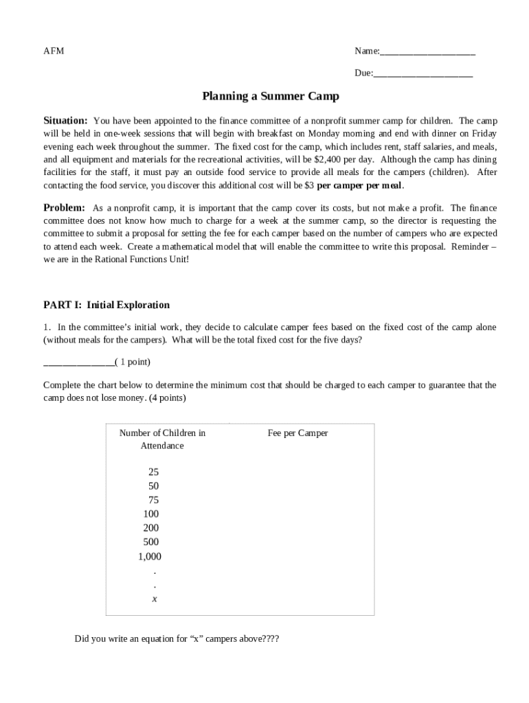 Summer Camp Planning Made Easy with a Checklist used by the Pros! Doc ...