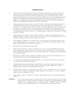 Fillable Online Coaches Camp Rules & Releases Day Camps Fax Email Print ...