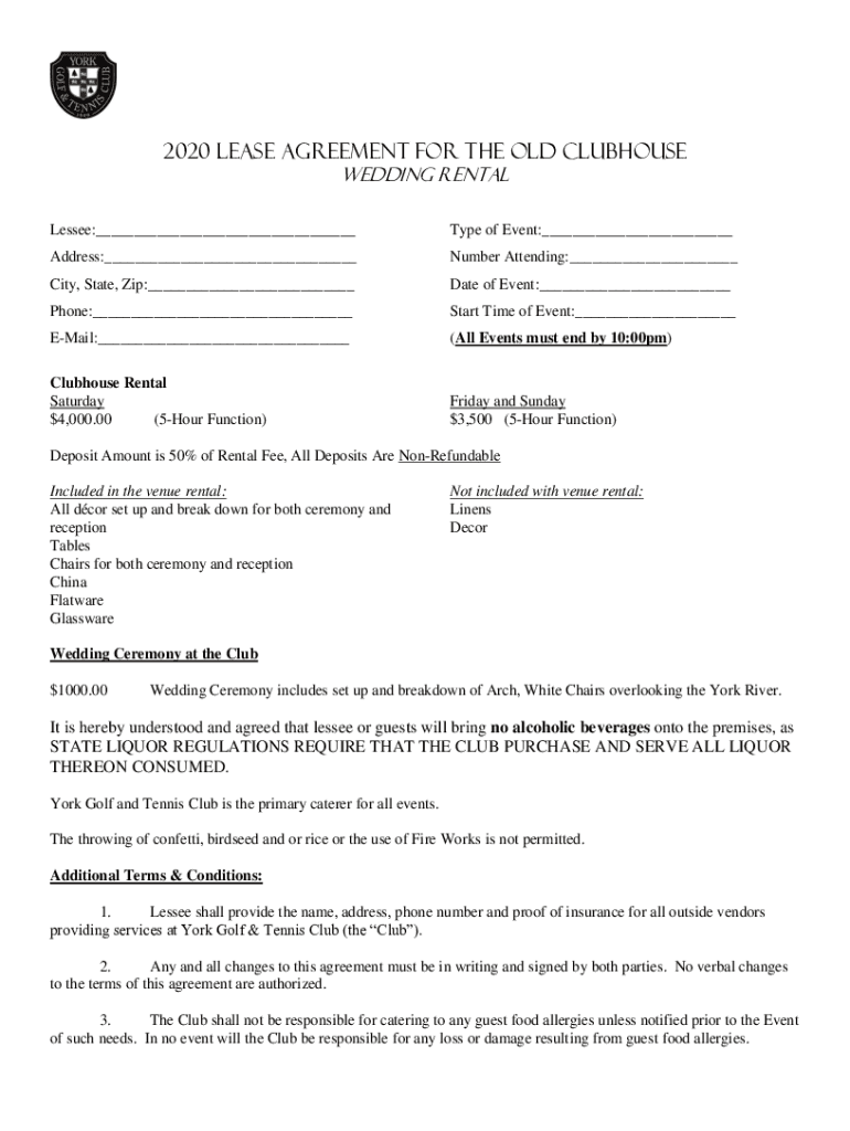 Fillable Online Clubhouse Rental Agreement Sample ClausesLaw Insider Fax Email Print - pdfFiller