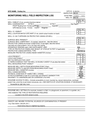 Fillable Online Inspection Forms.xlsx Fax Email Print - pdfFiller