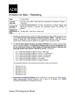 Fillable Online water.gov.gepublicimagesInvitation for Bids Rebidding ...