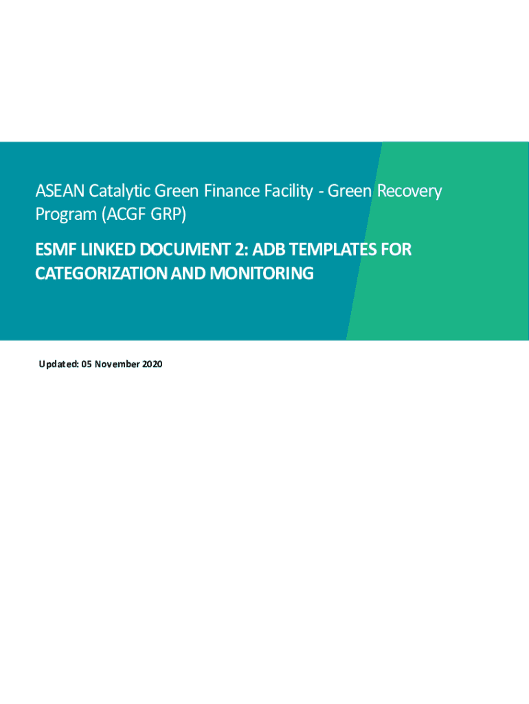 Fillable Online ASEAN Catalytic Green Finance Facility - Green Recovery ...