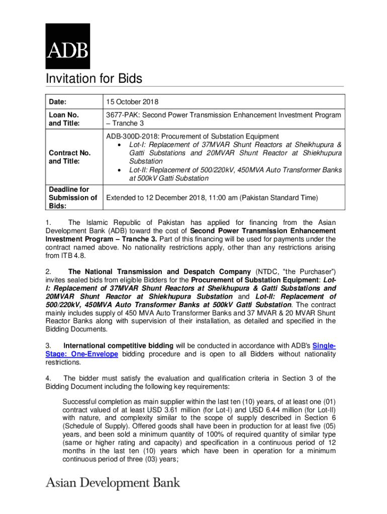 Fillable Online Asian Development Bank Tenders ADB TendersAsian Development BankAfrican ...
