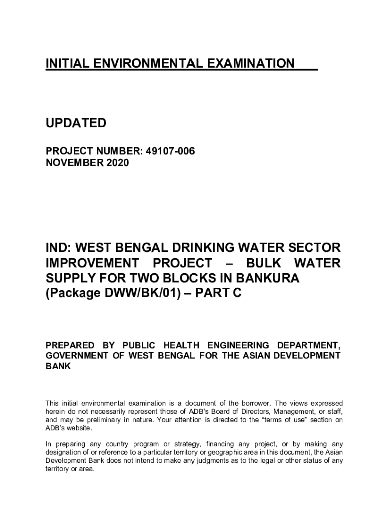 Fillable Online West Bengal Drinking Water Sector Improvement Project ...