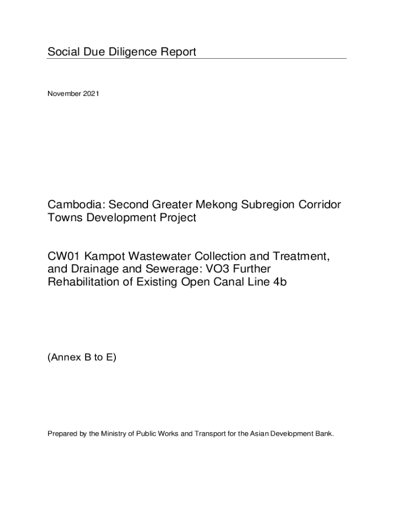 Fillable Online Second Greater Mekong Subregion Corridor Towns Development Project. Water and ...