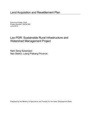 Fillable Online Lao PDR: Sustainable Rural Infrastructure and Watershed Management Project Fax ...