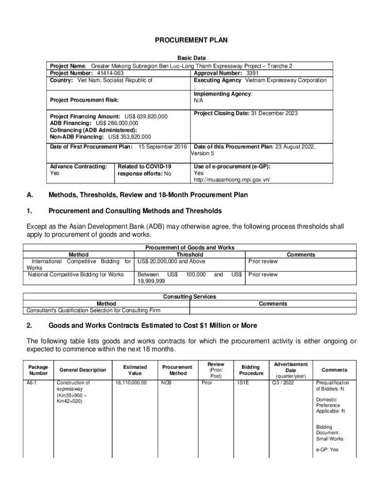 Fillable Online Greater Mekong Subregion Ben LucLong Thanh Expressway ...