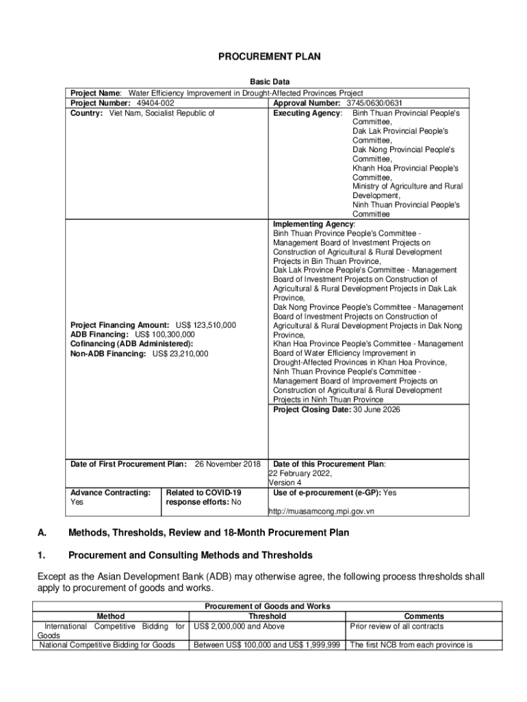 Fillable Online Project procurement planPlanning Process for a projectProject procurement ...