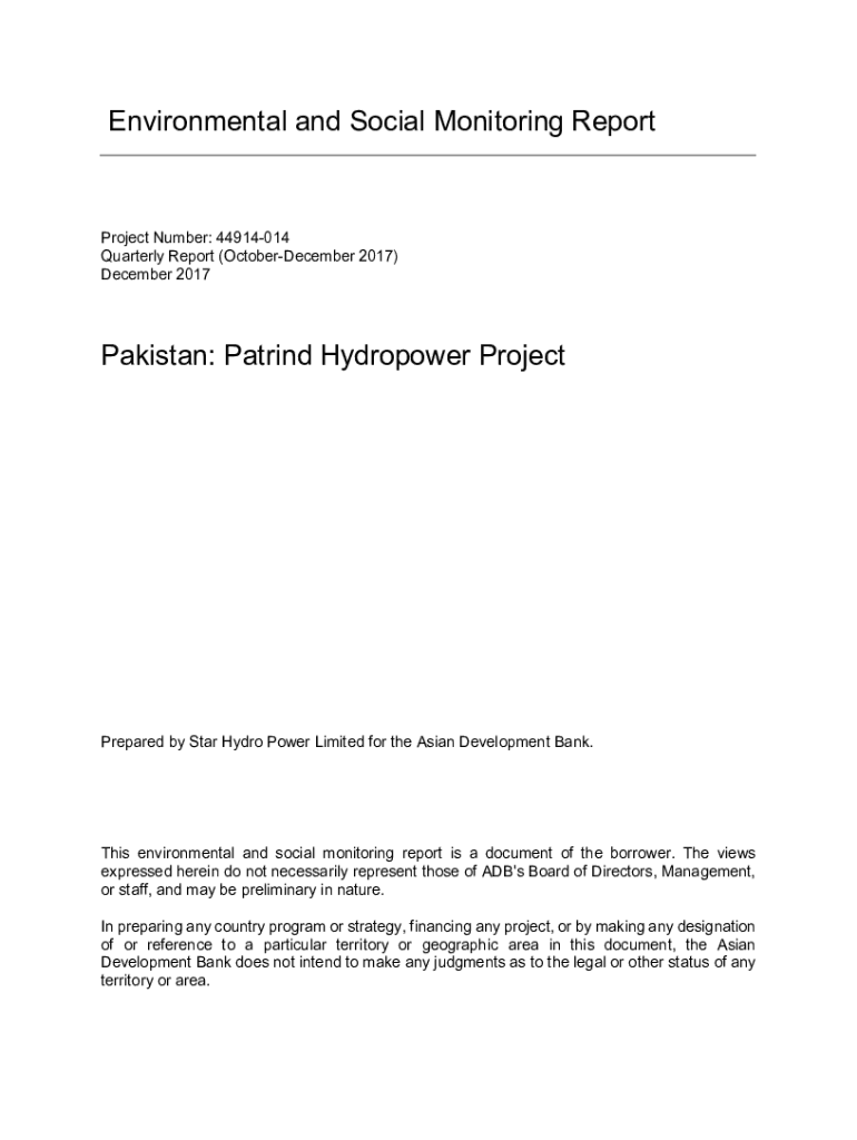 Fillable Online Patrind Hydropower Project: Environmental and Social ...
