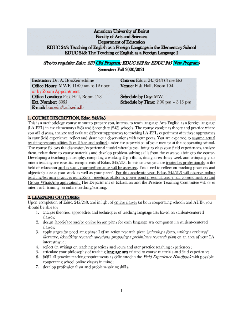 Fillable Online American University of Beirut Faculty of Arts and ...