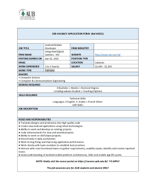 Fillable Online JOB VACANCY APPLICATION FORM (Ref #6331) Fax Email ...